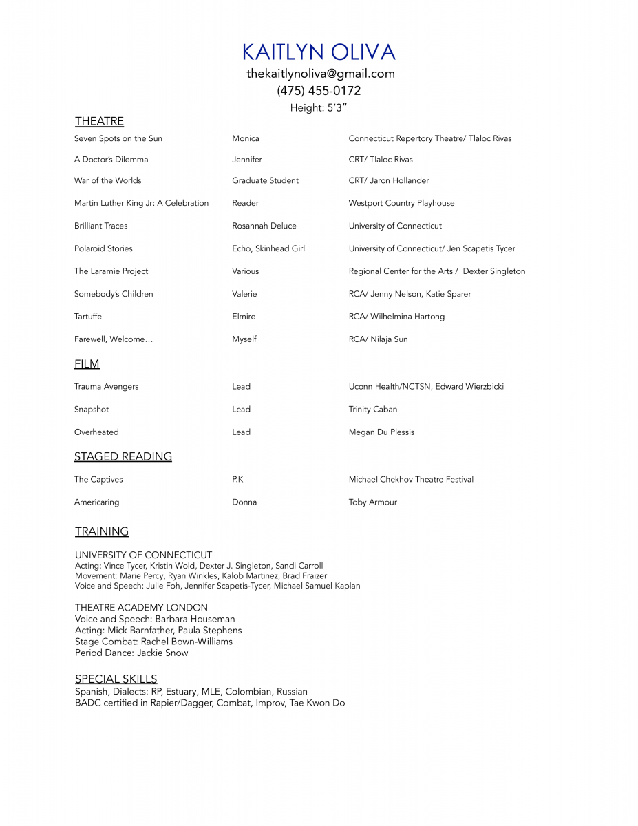 Kaitlyn Oliva | UConn Dramatic Arts | Dramatic Arts | School of Fine ...